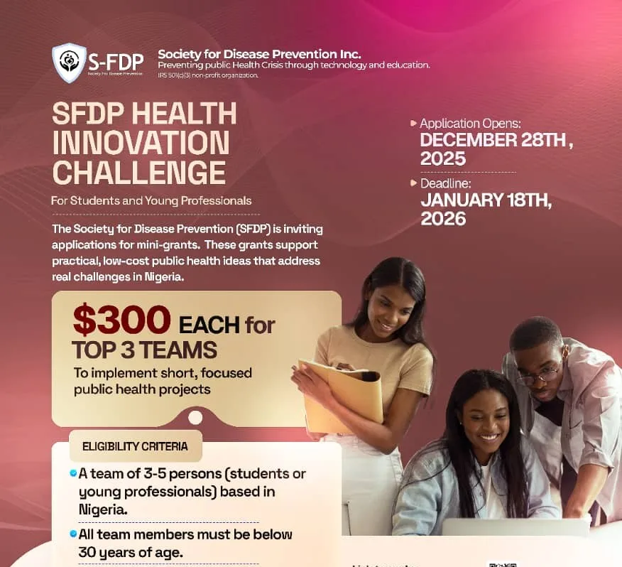 SFDP Health Innovation Challenge 2026 – $300 Grants for Nigerian Youths ...